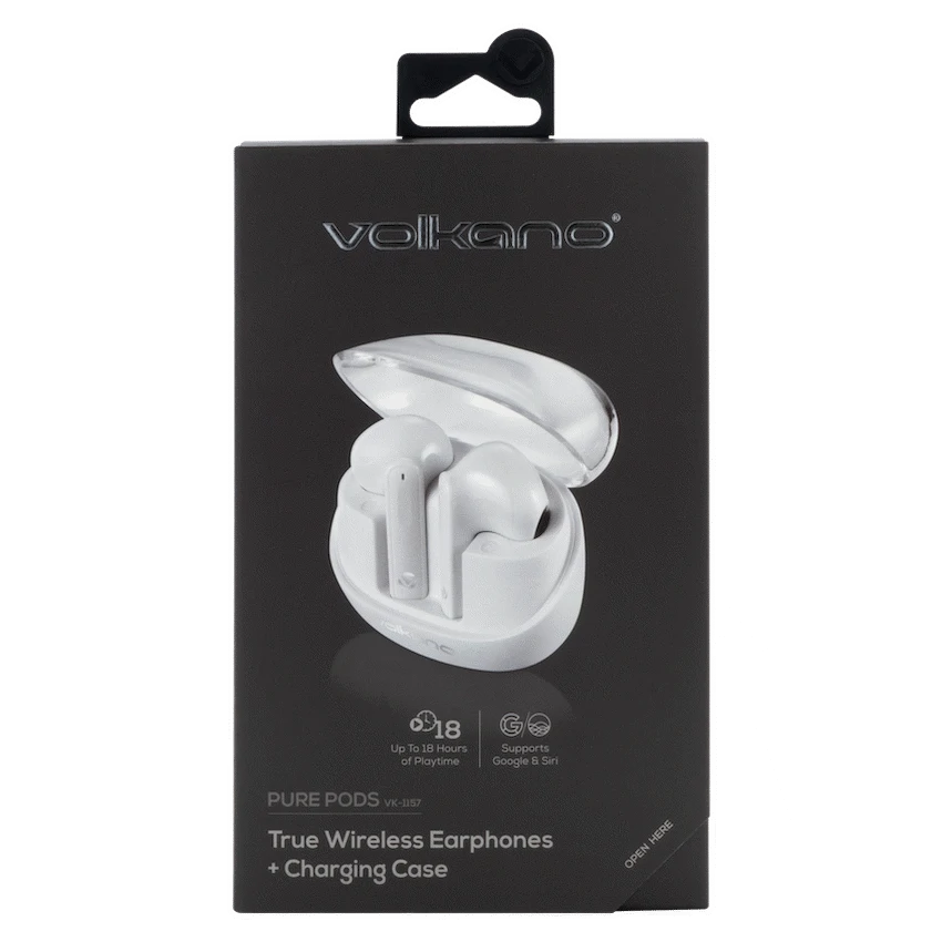Volkano Pure Pods TWS Earphones - White - Volkano