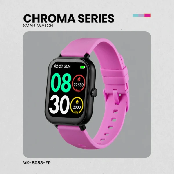 Volkano Chroma Series Smartwatch with Flamingo Pink Strap - Volkano