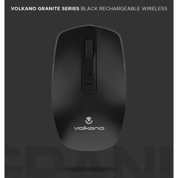 Volkano Granite Series Rechargeable Wireless Mouse - Black - Volkano